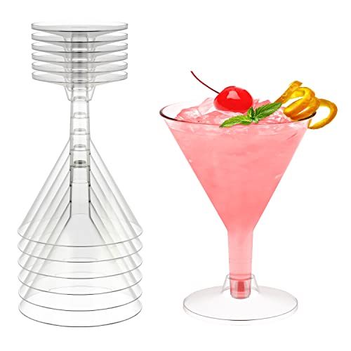 Plastic Martini Glasses - 30 Pack 5 Oz. - Crystal Clear Disposable Martini Glasses With Stem - Cocktail Glasses - Ideal For Weddings, Birthdays, And Parties - Perfect For Appetizers And Desserts