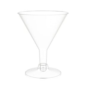 Plastic Martini Glasses - 30 Pack 5 Oz. - Crystal Clear Disposable Martini Glasses With Stem - Cocktail Glasses - Ideal For Weddings, Birthdays, And Parties - Perfect For Appetizers And Desserts