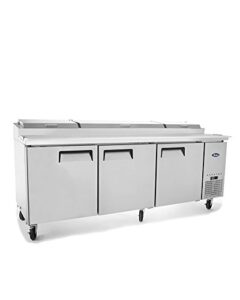 atosa mpf8203 93" pizza prep table three door refrigerator 2 year parts + labor / 5 year compressor warranty