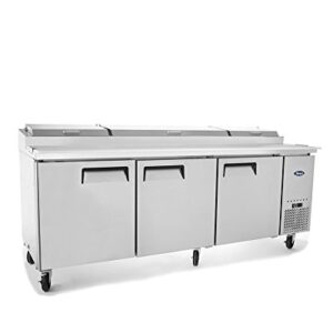 Atosa MPF8203 93" Pizza Prep Table Three Door Refrigerator 2 Year PARTS + LABOR / 5 Year Compressor WARRANTY