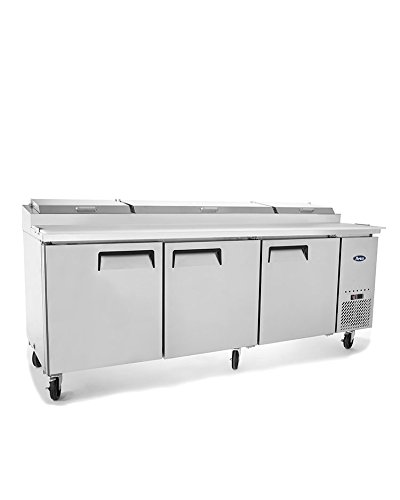 Atosa MPF8203 93" Pizza Prep Table Three Door Refrigerator 2 Year PARTS + LABOR / 5 Year Compressor WARRANTY