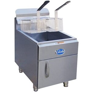 globe gf30g 30-pound natural gas countertop fryer, stainless aluminum