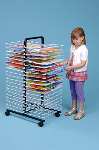 American Educational Products A-C1168 Drying Rack on Wheels, 40 Shelf, 7" Height, 18" Wide, 48" Length