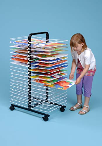 American Educational Products A-C1168 Drying Rack on Wheels, 40 Shelf, 7" Height, 18" Wide, 48" Length