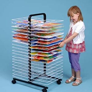 American Educational Products A-C1168 Drying Rack on Wheels, 40 Shelf, 7" Height, 18" Wide, 48" Length