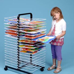 American Educational Products A-C1168 Drying Rack on Wheels, 40 Shelf, 7" Height, 18" Wide, 48" Length