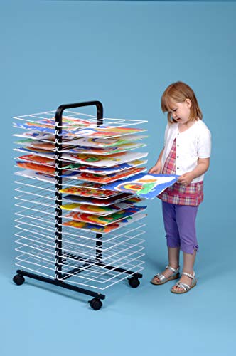 American Educational Products A-C1168 Drying Rack on Wheels, 40 Shelf, 7" Height, 18" Wide, 48" Length