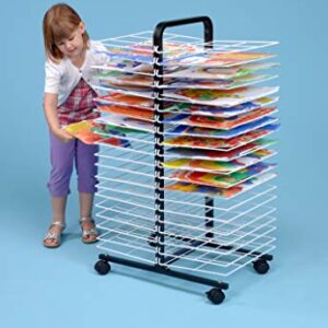 American Educational Products A-C1168 Drying Rack on Wheels, 40 Shelf, 7" Height, 18" Wide, 48" Length