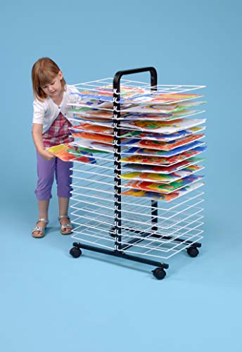 American Educational Products A-C1168 Drying Rack on Wheels, 40 Shelf, 7" Height, 18" Wide, 48" Length