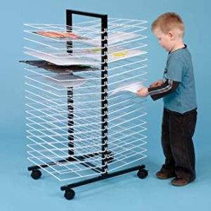 American Educational Products A-C1168 Drying Rack on Wheels, 40 Shelf, 7" Height, 18" Wide, 48" Length