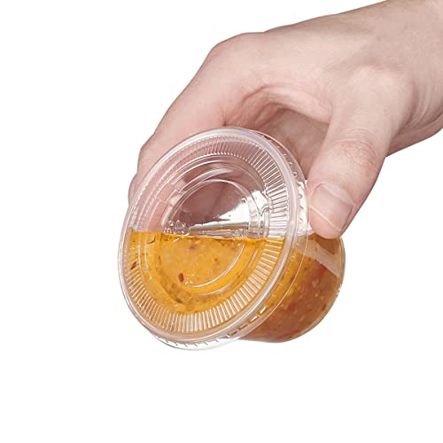 Comfy Package [100 Sets - 4 oz.] Plastic Disposable Portion Cups With Lids, Souffle Cups, Jello Cups