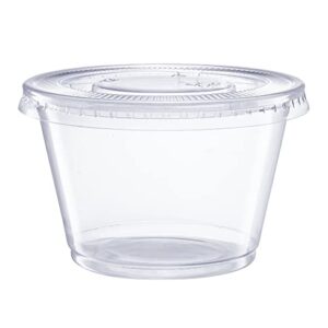 Comfy Package [100 Sets - 4 oz.] Plastic Disposable Portion Cups With Lids, Souffle Cups, Jello Cups