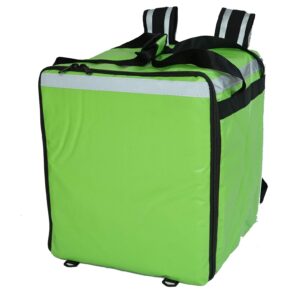 PK-76F: Doubledeck Insulated Pizza/Food Delivery Backpack Bag, 16"x 15"x 18",With a Cup Holder. A Glossy Waterproof, Collapsible Food Take-Out Box For Catering, Restaurant Delivery, 76Liters(Green)