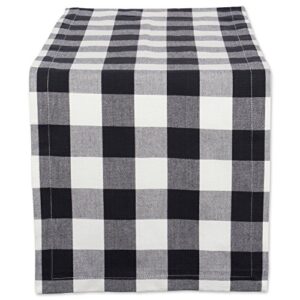 dii buffalo check collection, classic farmhouse table runner, 14x72, black & white