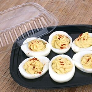 MT Products Plastic Deviled Egg Food Tray Six Egg Halves with Disposable Clear Lid - Deviled Egg Containers with Lid (12 Trays and 12 Lids) - Made in the USA