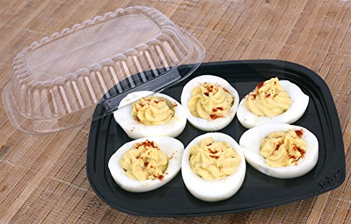 MT Products Plastic Deviled Egg Food Tray Six Egg Halves with Disposable Clear Lid - Deviled Egg Containers with Lid (12 Trays and 12 Lids) - Made in the USA