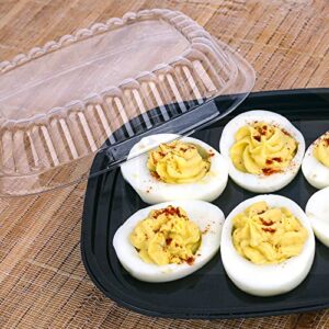 MT Products Plastic Deviled Egg Food Tray Six Egg Halves with Disposable Clear Lid - Deviled Egg Containers with Lid (12 Trays and 12 Lids) - Made in the USA