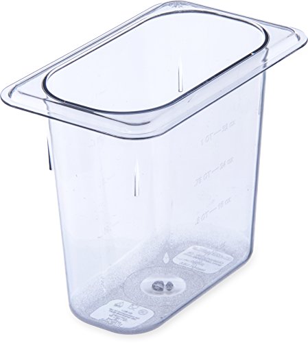 Carlisle FoodService Products 3068807 Plastic Food Pan, 1/9 Size, 6 Inches Deep, Clear (Pack of 6)