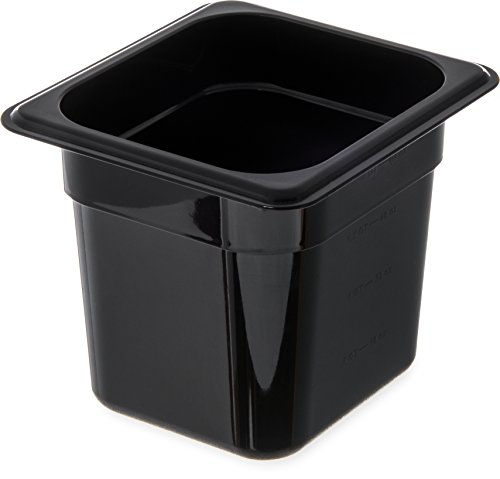 Carlisle FoodService Products Plastic Food Pan 1/6 Size 6 Inches Deep Black (Pack of 6)