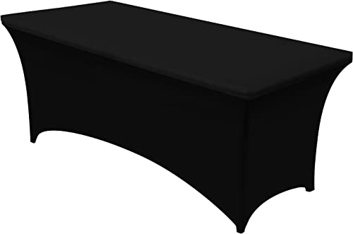 Utopia Kitchen Spandex Tablecloth 1 Pack [6FT, Black] Tight, Fitted, Washable and Wrinkle Resistant Stretch Rectangular Patio Table Cover for Event, Wedding, Banquet & Parties [72Lx30Wx30H Inch]