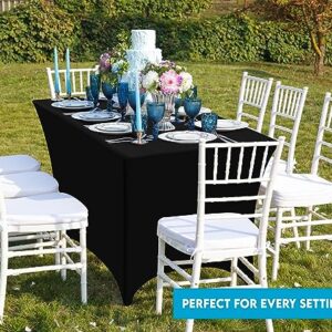 Utopia Kitchen Spandex Tablecloth 1 Pack [6FT, Black] Tight, Fitted, Washable and Wrinkle Resistant Stretch Rectangular Patio Table Cover for Event, Wedding, Banquet & Parties [72Lx30Wx30H Inch]