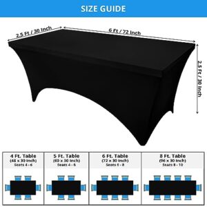 Utopia Kitchen Spandex Tablecloth 1 Pack [6FT, Black] Tight, Fitted, Washable and Wrinkle Resistant Stretch Rectangular Patio Table Cover for Event, Wedding, Banquet & Parties [72Lx30Wx30H Inch]