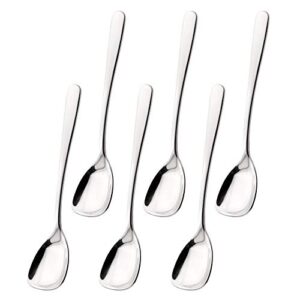 foxas set of 6 ice cream spoons, dessert spoons, 6-inch elegant gelato spoons, small iced coffee tea spoons, shovel cake spoons, 18/8 stainless steel, bon appétit series