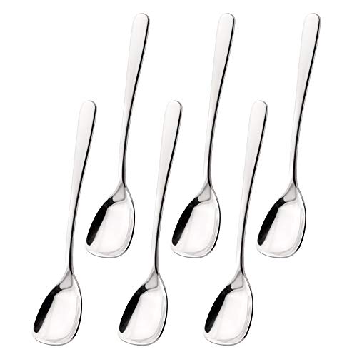 FOXAS Set of 6 Ice Cream Spoons, Dessert Spoons, 6-inch Elegant Gelato Spoons, Small Iced Coffee Tea Spoons, Shovel Cake Spoons, 18/8 Stainless Steel, Bon Appétit Series