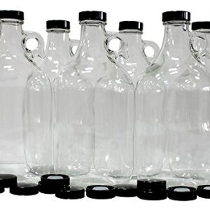 FastRack 64 oz Growler, 1/2 Gallon Glass Beer Growler, Half Gallon Glass Jug, Clear Growlers for Beer, 1/2 Gallon Glass Jug, Set of 6, Comes with 12 Extra Poly Seal Caps