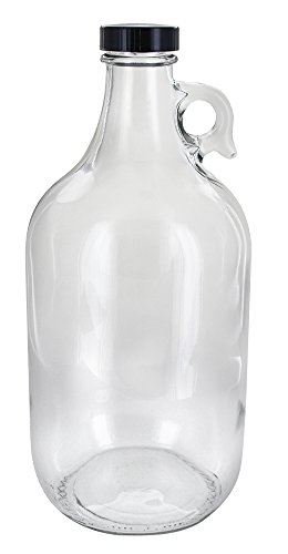 FastRack 64 oz Growler, 1/2 Gallon Glass Beer Growler, Half Gallon Glass Jug, Clear Growlers for Beer, 1/2 Gallon Glass Jug, Set of 6, Comes with 12 Extra Poly Seal Caps