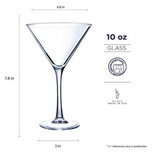 Luminarc Cachet 10 Ounce Martini 4-Piece Set, 4 Count (Pack of 1), Clear