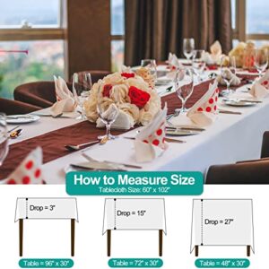 EMART 6 Pack Rectangle Tablecloth, 60 x 102 inch White 100% Polyester Banquet Wedding Party Picnic Rectangular Table Cloths