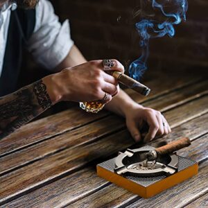 OILP Cigar Ashtray Metal Outdoor Cigar Cigarette Ashtray for Patio/Home Modern Table Cigar Ashtrays,Cigar Accessories Gifts for Men-(Square,Alloy)