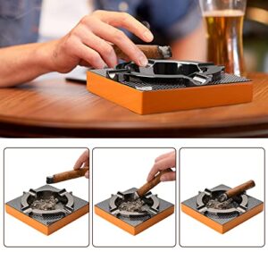 OILP Cigar Ashtray Metal Outdoor Cigar Cigarette Ashtray for Patio/Home Modern Table Cigar Ashtrays,Cigar Accessories Gifts for Men-(Square,Alloy)