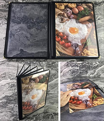 COSMOS 4 Page 8 View Transparent Restaurant Menu Covers, Fits A4 Size Paper