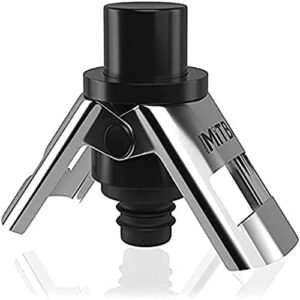 champagne stopper by mitba bottle sealer for champagne cava prosecco and sparkling wine with a built in pressure pump. let the cork fly and keep your fizz’s bubbles! stainless steel + abs, b&s color