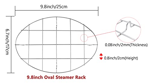 TamBee 9.8x6.7 Inch Oval Roasting Cooling Rack 304 Stainless Steel Baking Broiling Rack Cookware 0.8 Inch heigh Thick Version 2PCS