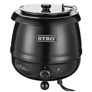 sybo sb-6000 commercial grade soup kettle with hinged lid and detachable stainless steel insert pot for restaurant and big family, 10.5 quarts, black