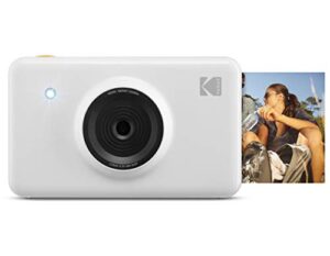 kodak kod-msw mini shot wireless instant digital camera & social media portable photo printer, lcd display, premium quality full color prints, compatible w/ios & android (white)