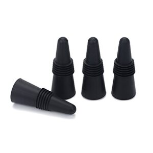 OHMAXHO Wine Stoppers (Set of 5), Silicone Wine Bottle stopper and Beverage Bottle Stoppers, Black