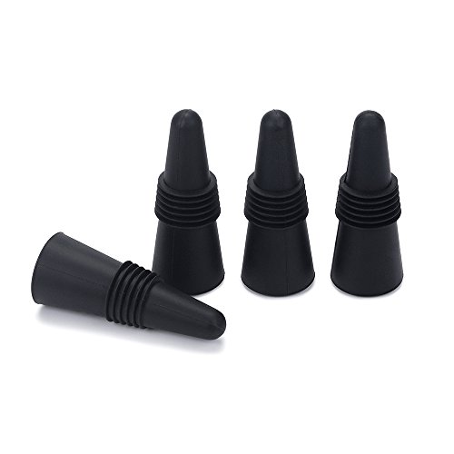 OHMAXHO Wine Stoppers (Set of 5), Silicone Wine Bottle stopper and Beverage Bottle Stoppers, Black