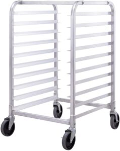 chefjoy 10 sheet aluminum kitchen bun pan sheet rack w/wheels 2 lockable home commercial use bakery cooling rack open shelf