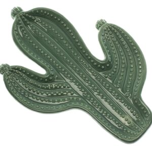 Green Cactus Shape Spoon Rest, By Glaver's - Kitchen Utensil, Ceramic Spoon Rest Rustic Farmhouse Design - For Stove Top and Kitchen Counter. Dishwasher Safe.