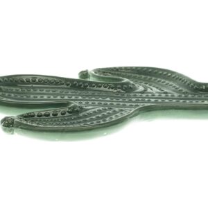 Green Cactus Shape Spoon Rest, By Glaver's - Kitchen Utensil, Ceramic Spoon Rest Rustic Farmhouse Design - For Stove Top and Kitchen Counter. Dishwasher Safe.