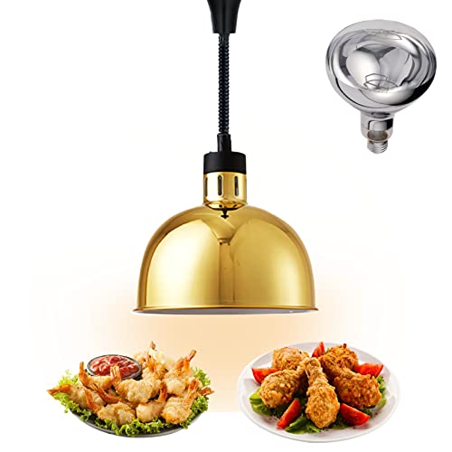 JIAWANSHUN Food Warmer Lamp Food Heat Lamp/Bulb 250W φ290mm Cafeteria Food Warmer Commercial Food Warmer Restaurant Supplies or Home Use Food Service Retractable Heat Lamps(Golden)