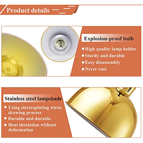 JIAWANSHUN Food Warmer Lamp Food Heat Lamp/Bulb 250W φ290mm Cafeteria Food Warmer Commercial Food Warmer Restaurant Supplies or Home Use Food Service Retractable Heat Lamps(Golden)