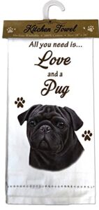 e&s pets pug, black kitchen towels, off-white