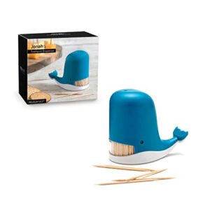 jonah toothpick holder by peleg design - cute whale toothpick dispenser - fun and decorative plastic toothpick holder