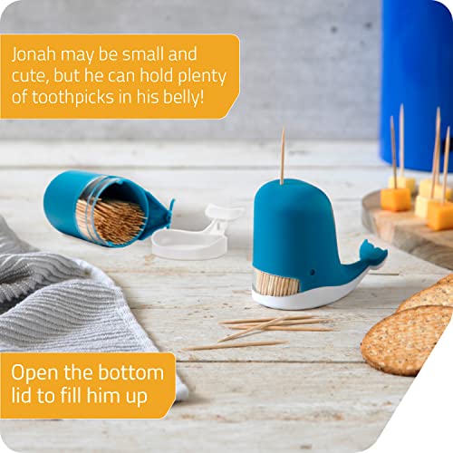 Jonah Toothpick Holder by Peleg Design - Cute Whale Toothpick Dispenser - Fun and Decorative Plastic Toothpick Holder