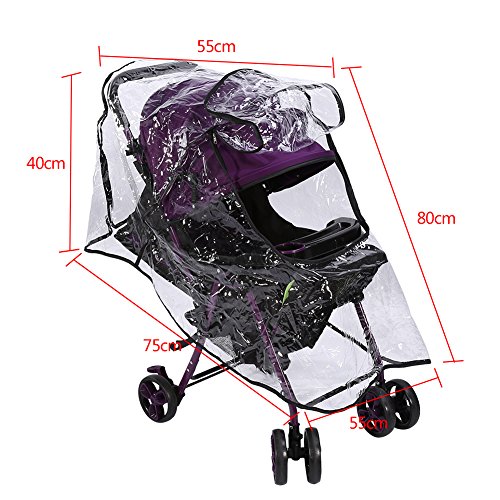 Fdit Clear Baby Stroller Rain Cover PVC Universal Waterproof Ventilation Windproof Dust Weather Shield Umbrella Pram Cover Accessory